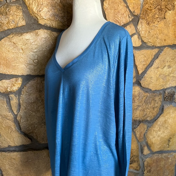 Lane Bryant | Tops | Euc Lane Bryant Slate Blue Shimmery Long Sleeve ...